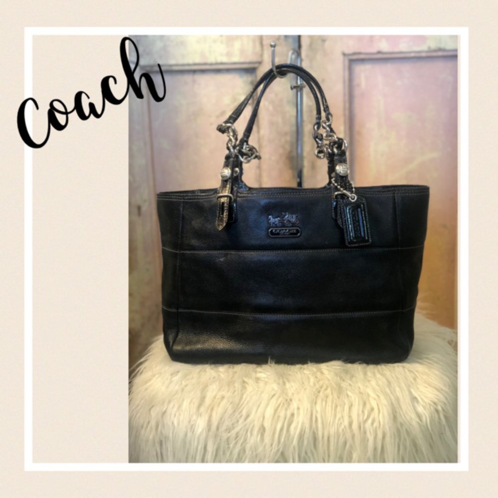 Coach Leather Hand/Shoulder Bag With Chain Handle - Gem